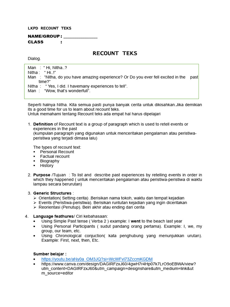 Lkpd Recount Teks | PDF
