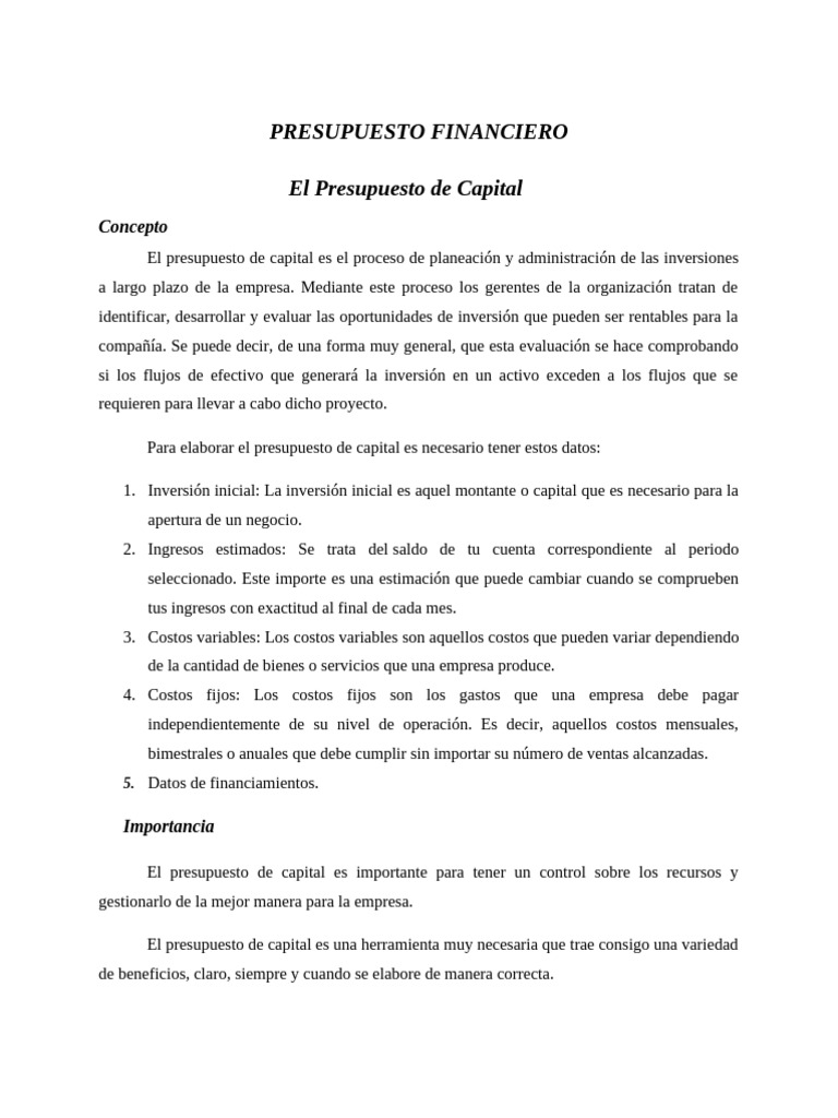 Presupuesto Financiero y Control | PDF | Presupuesto | Business