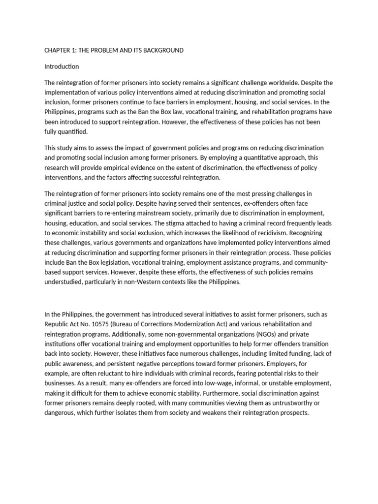 Assessing Reintegration Policies for Ex-Prisoners | PDF ...