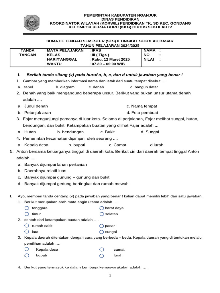 STS IPAS KELAS 3 SMT2 2025 KUNCI | PDF