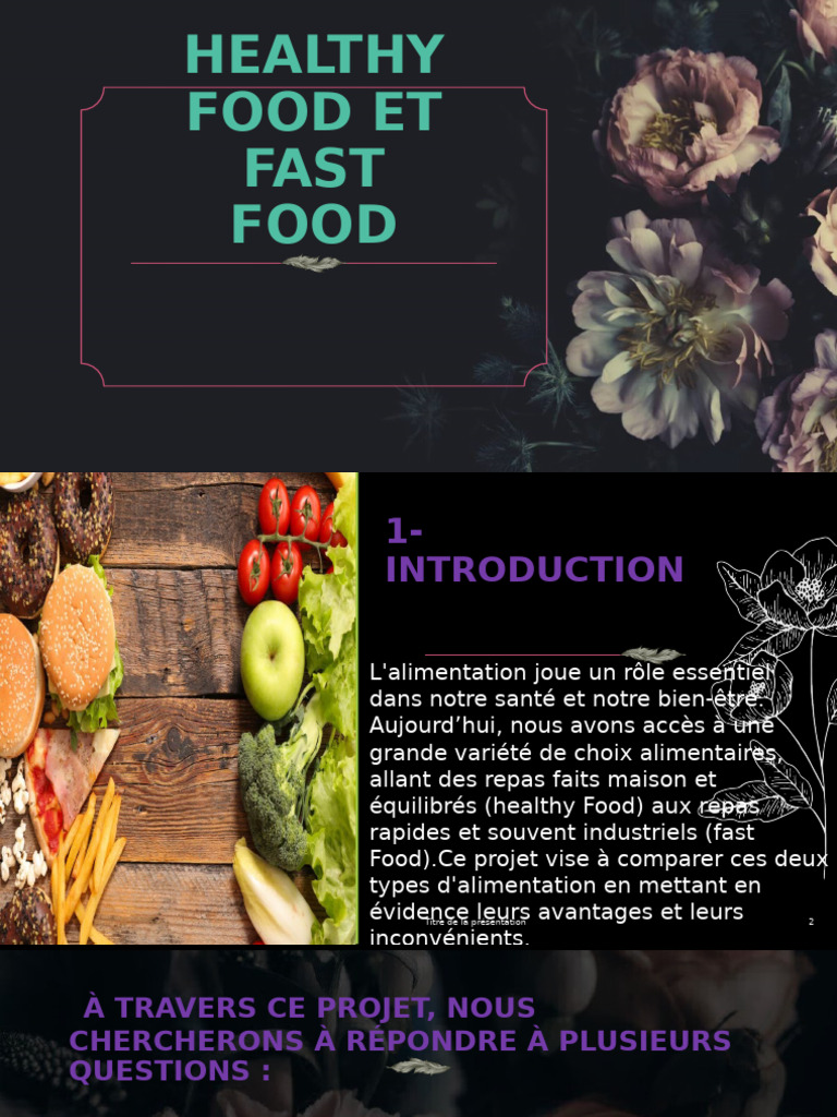 Healthy food et fast food | PDF | Nutriments | Fibre alimentaire