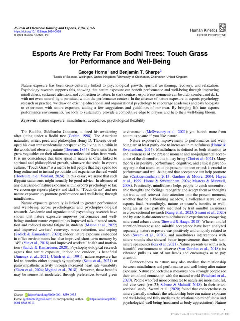 Esports Are Pretty Far From Bodhi Tree Touch Grass For Performance and Wellbeing | PDF ...