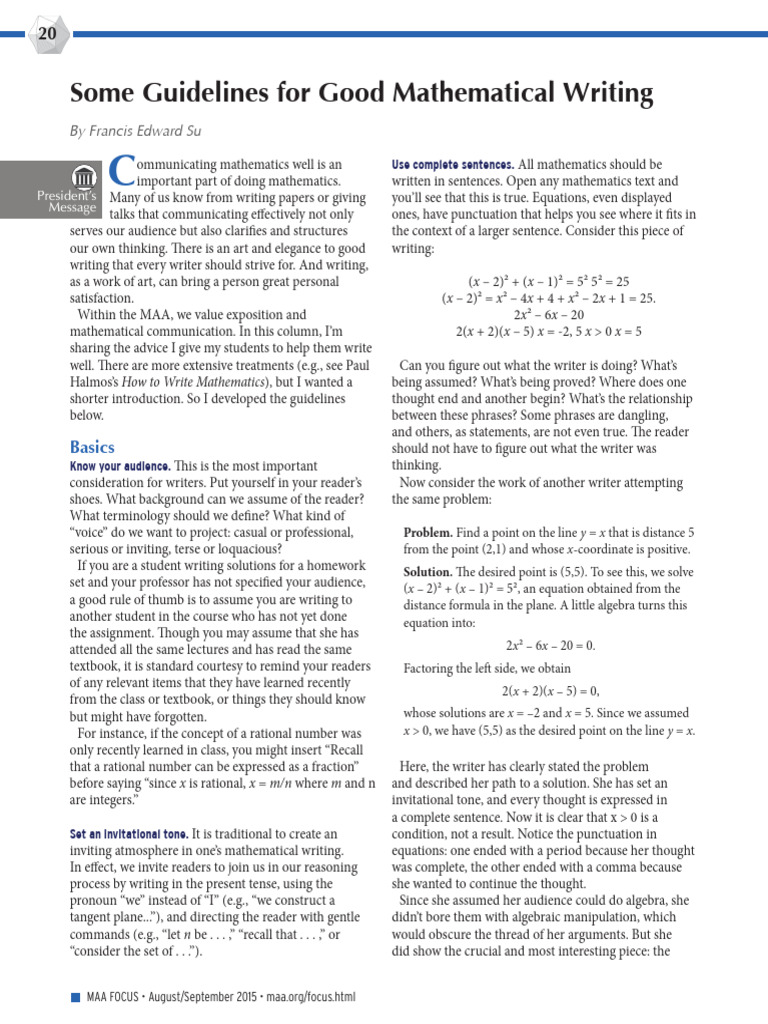 Guidelines for Effective Mathematical Writing | PDF | Mathematics ...