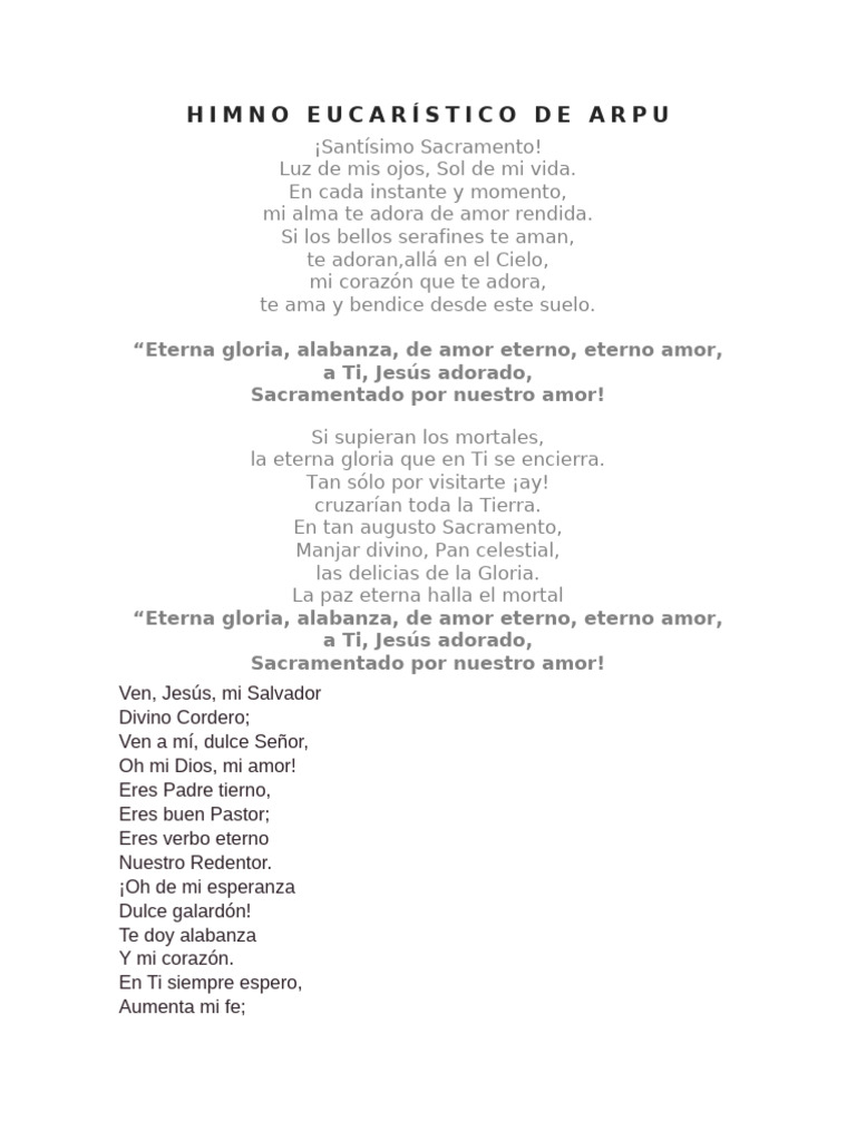 Himno Eucarístico de Arpu | PDF