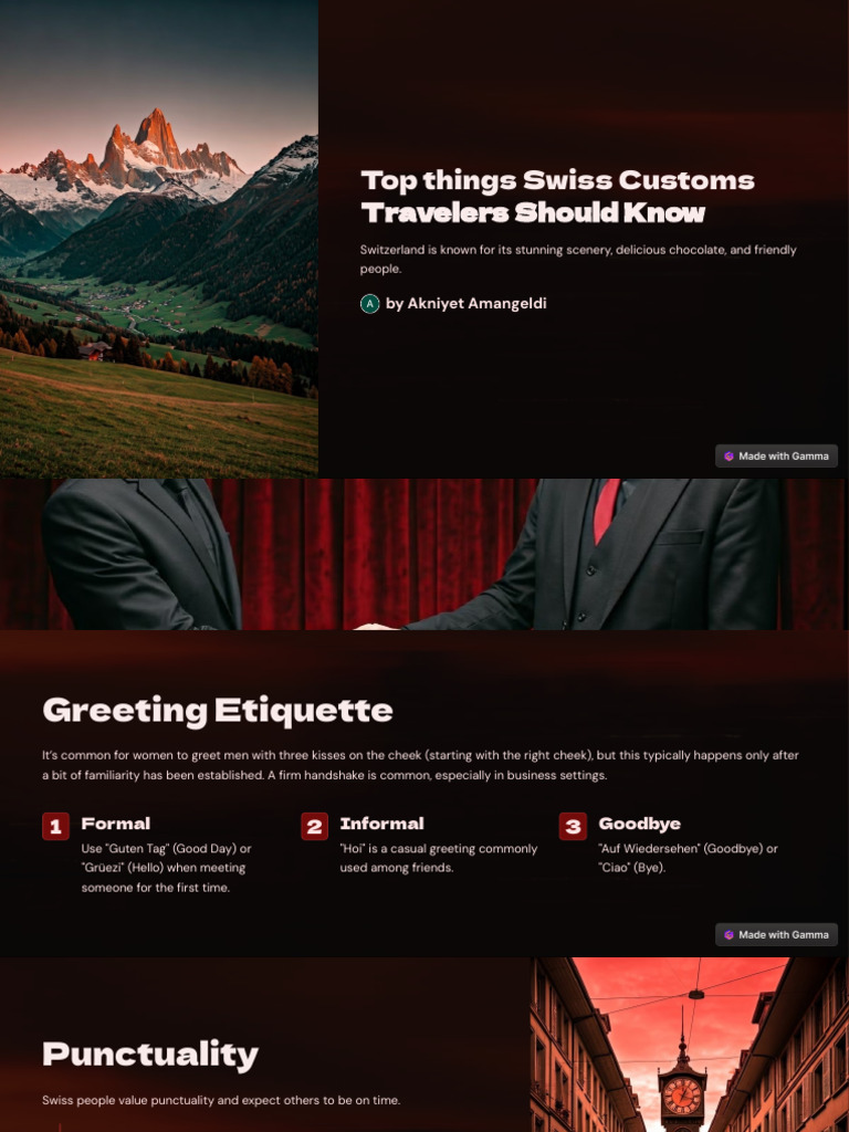 Swiss Customs and Etiquette Guide | PDF