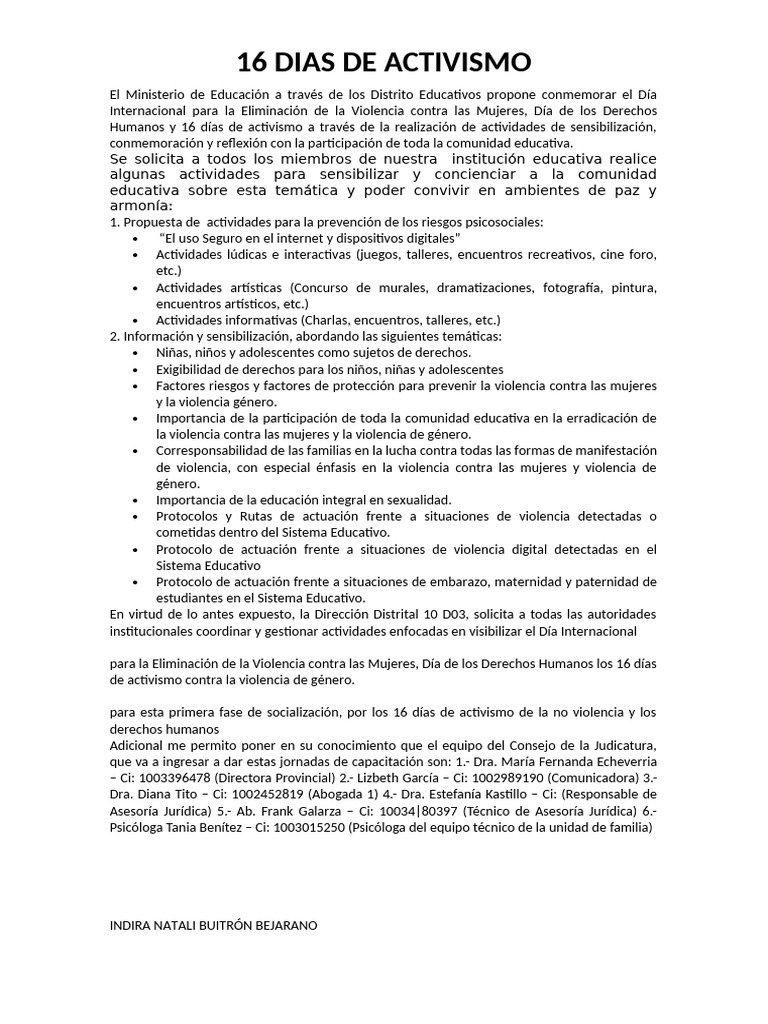 16 Dias de Activismo | PDF | La violencia contra las mujeres