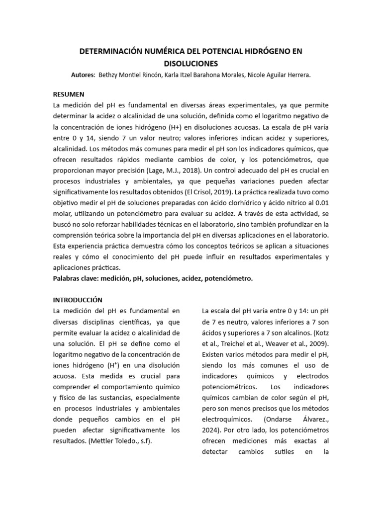 Reporte de Practica Determinacion de PH Qa | PDF | Ph | Ácido