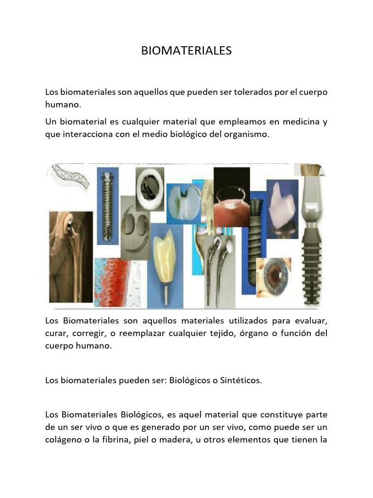 BIOMATERIALES | PDF | Biomaterial | Ciencias fisicas