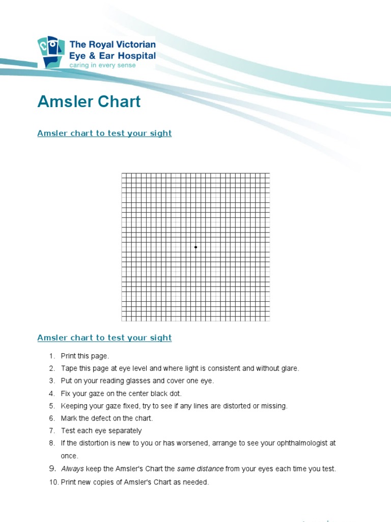 Amsler Chart Vision Test Guide | PDF | Wellness