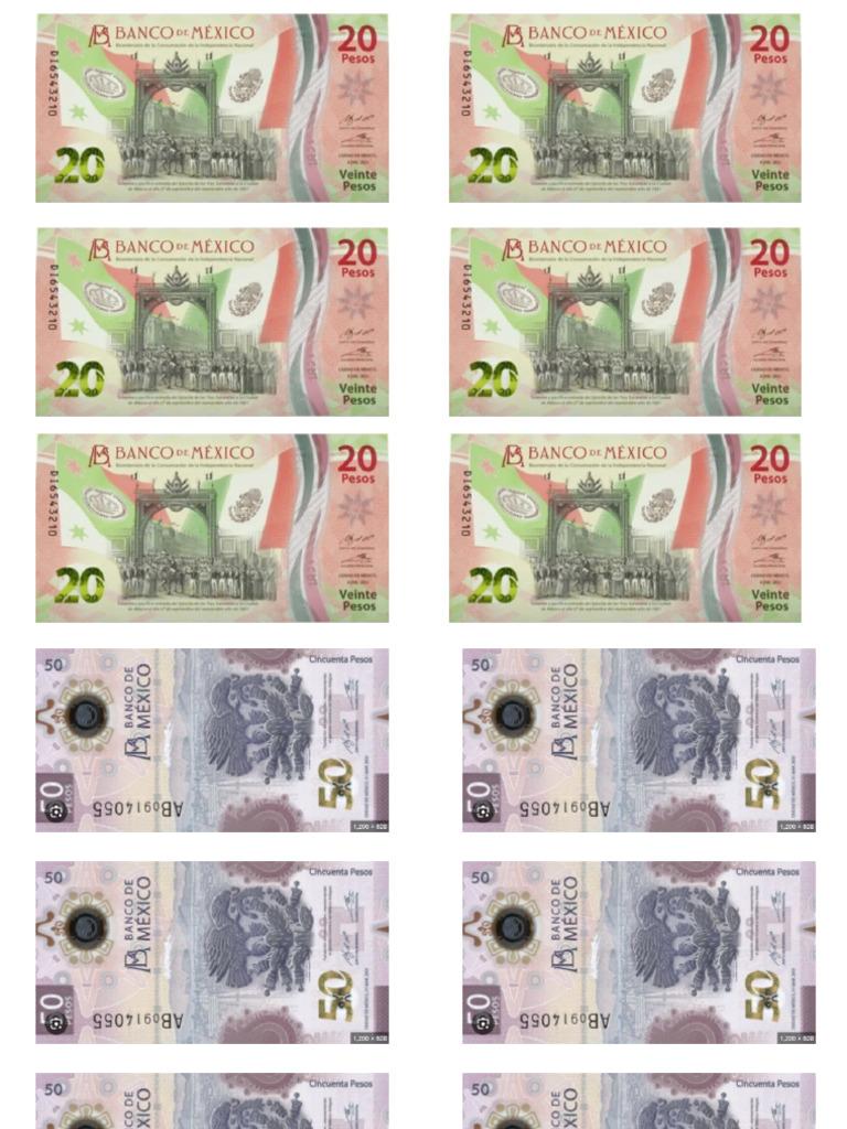 Billetes Mexicanos para Impresion | PDF