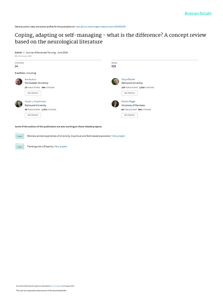 Coping, Adapting or Self Managing What Is The Difference A Concept ...