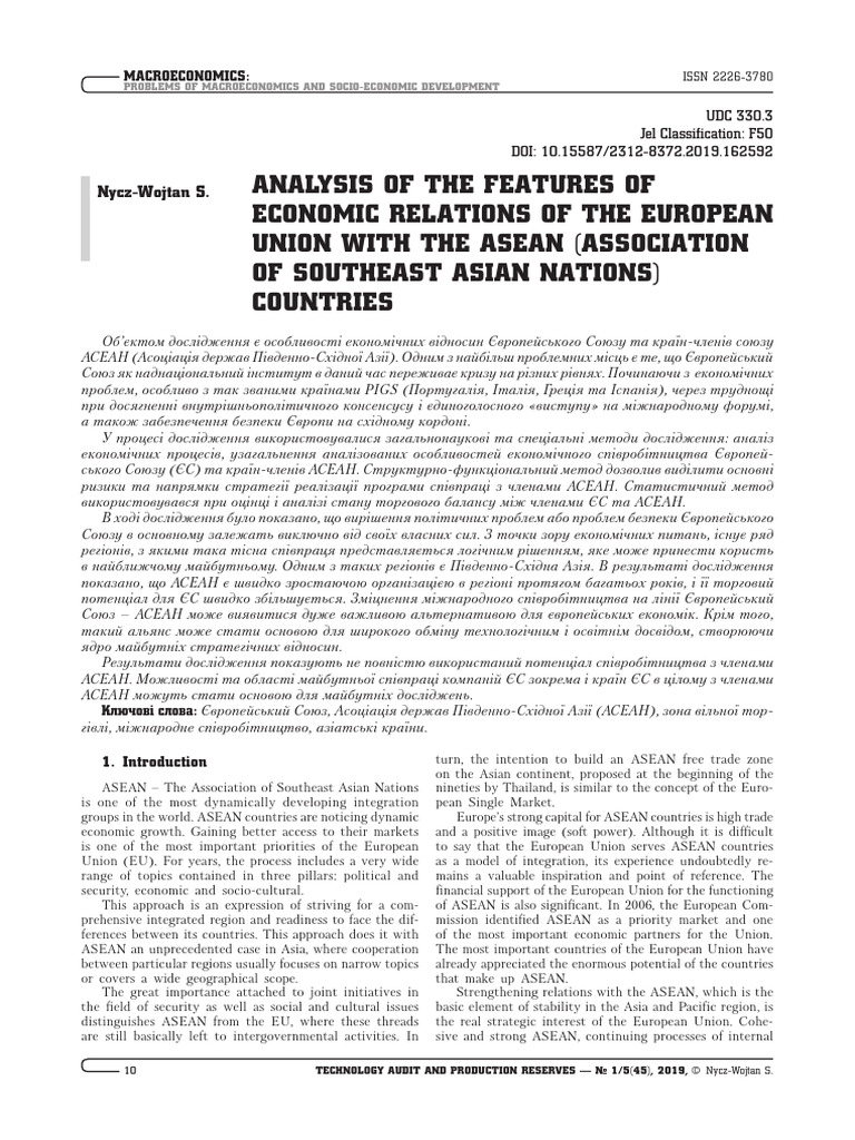 Analysis of The Features of Economic Relations of The European Union ...