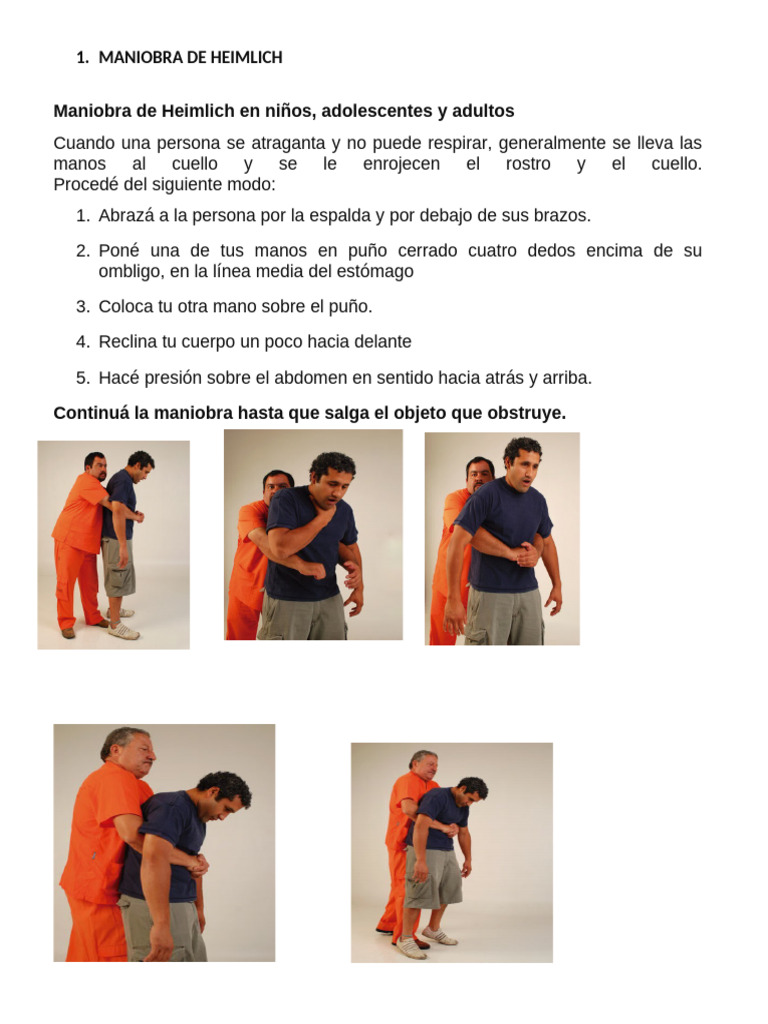 Maniobra de Heimlich | PDF | Reanimación cardiopulmonar ...