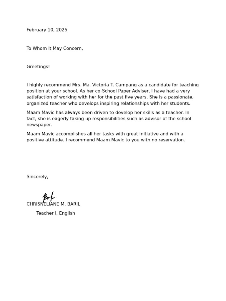 Maam Campang Recommendation | PDF