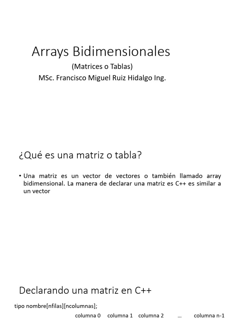 5 2+Arrays+Bidimensionales | PDF