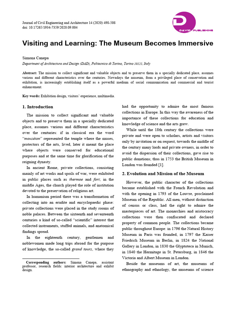 Immersive Museum Experiences Explained | PDF | Museum | Wine
