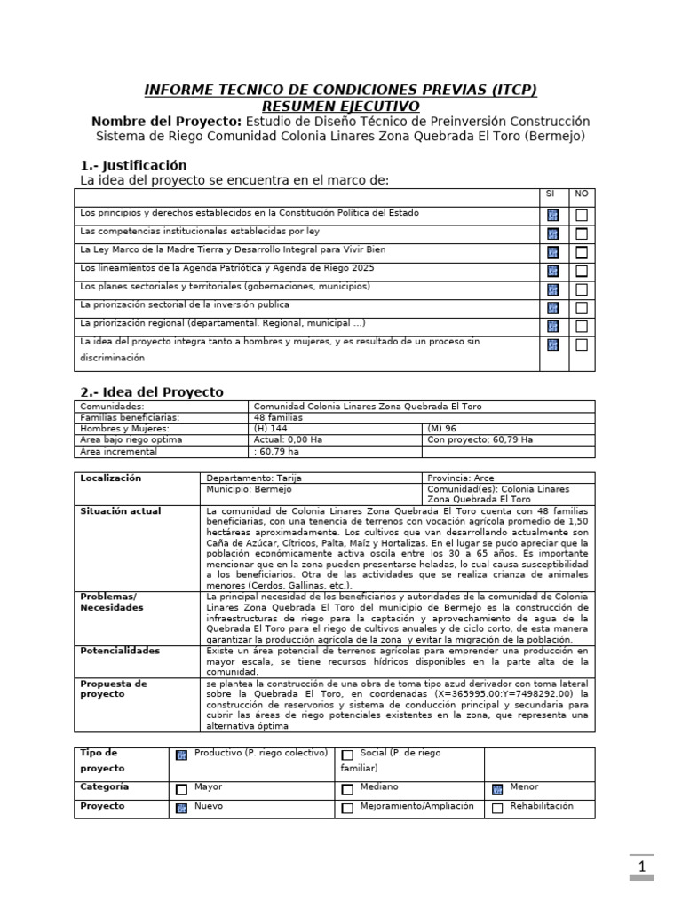 Itcp-Const Zona Qbda Toro | PDF | Riego | Agua