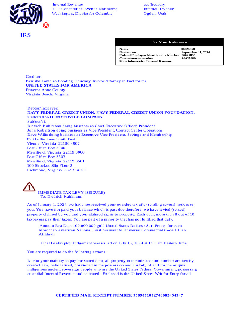 IRS Immediate Tax Levy Notice | PDF | Taxes | Taxation