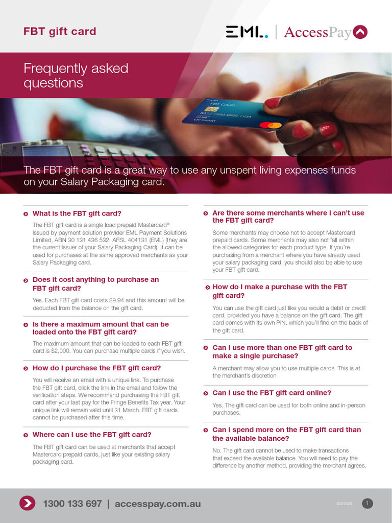 AP EML FBT Card Frequently Asked Questions | PDF | Gift Card | Debit Card