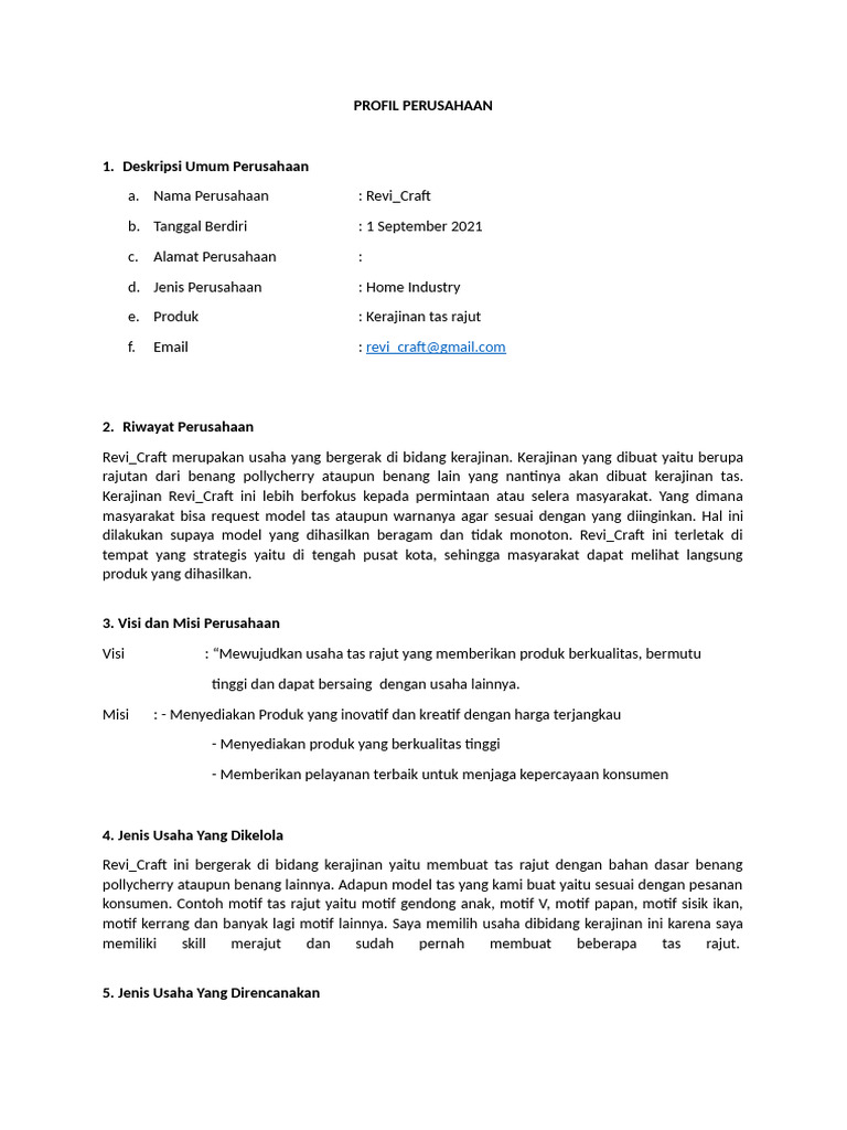 Profil Usaha Revi_Craft UMKM Tas Rajut | PDF