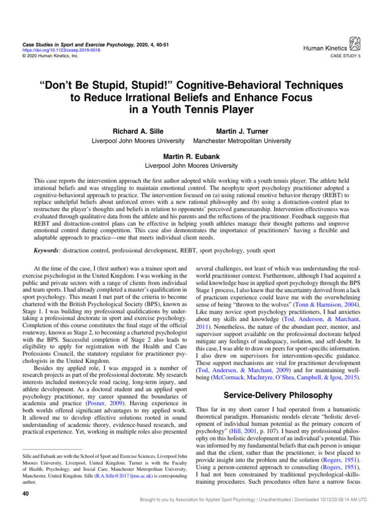 Don T Be Stupid, Stupid! Cognitive-Behavioral Techniques To Reduce ...