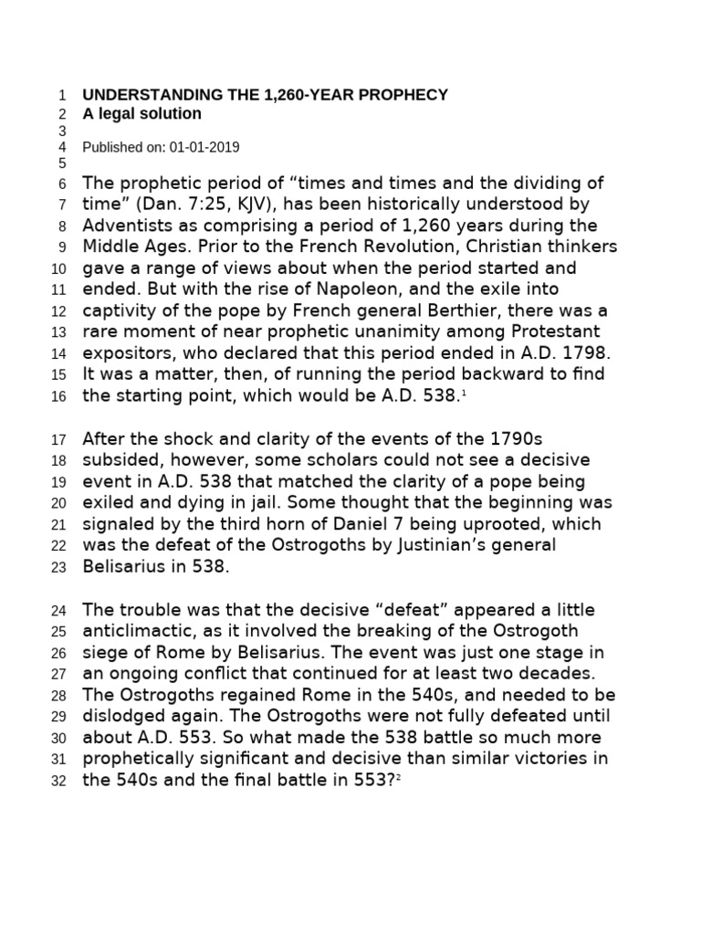 Legal Insights on the 1,260-Year Prophecy | PDF