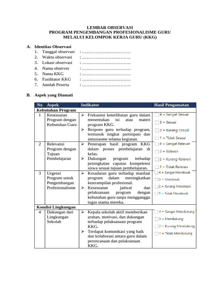 Instrumen Observasi Dan Wawancara | PDF