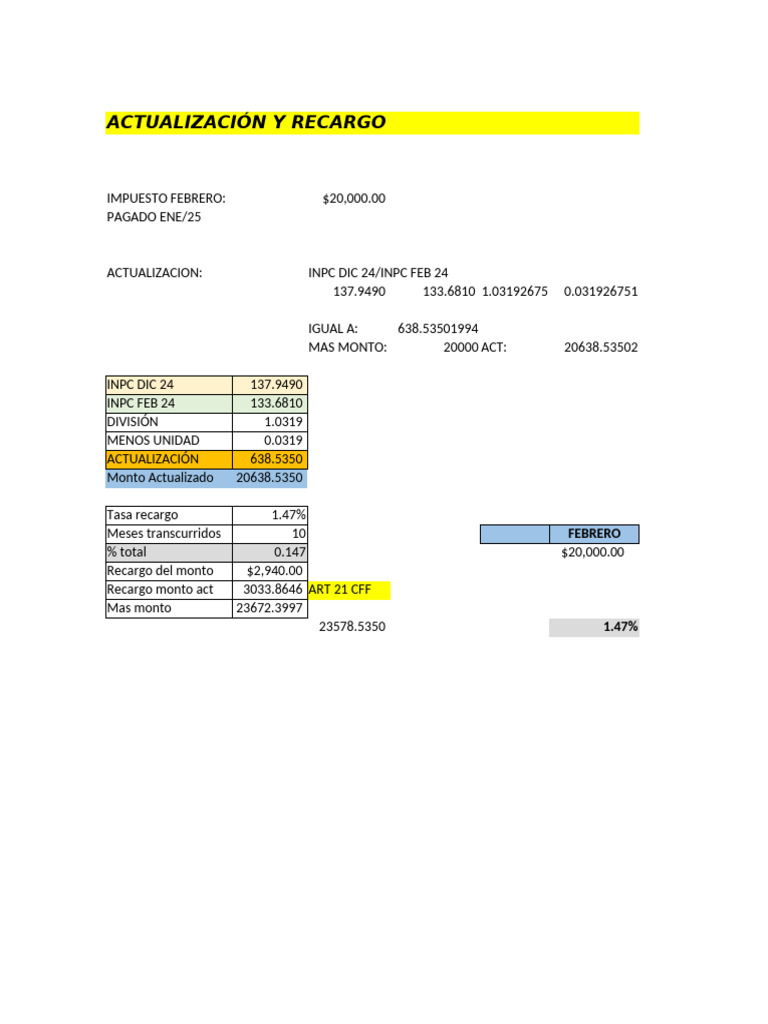 Actualizacion y Recargo | PDF