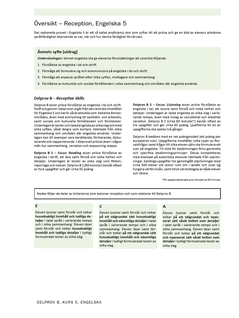 En5 Översikt Reception | PDF