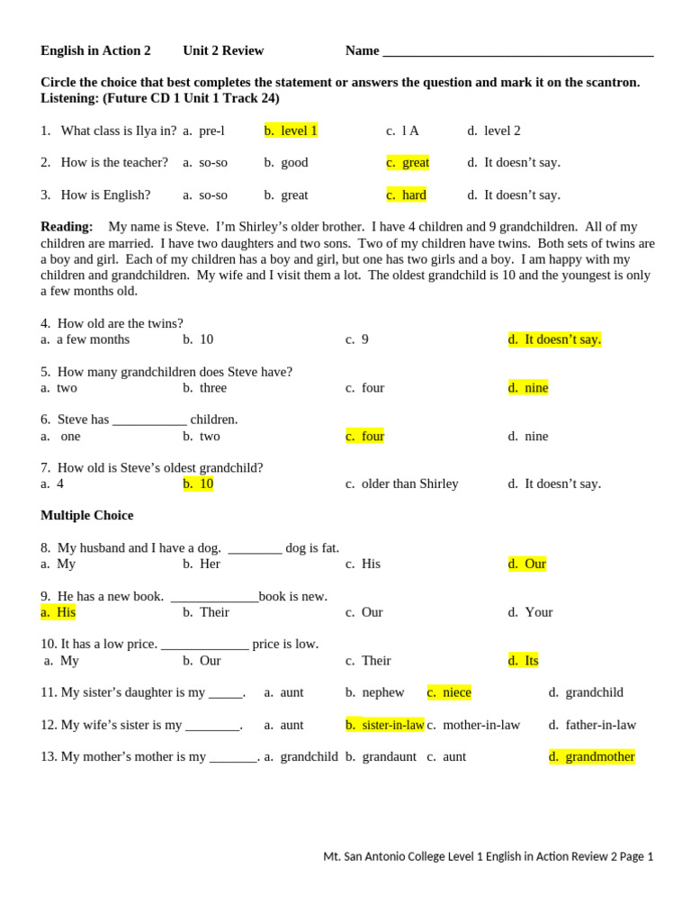 MT SAC EiA Unit 2 Review | PDF