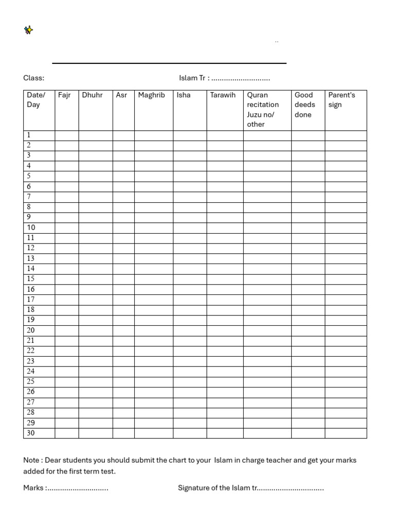 Ramadan Prayer and Good Deeds Tracker | PDF