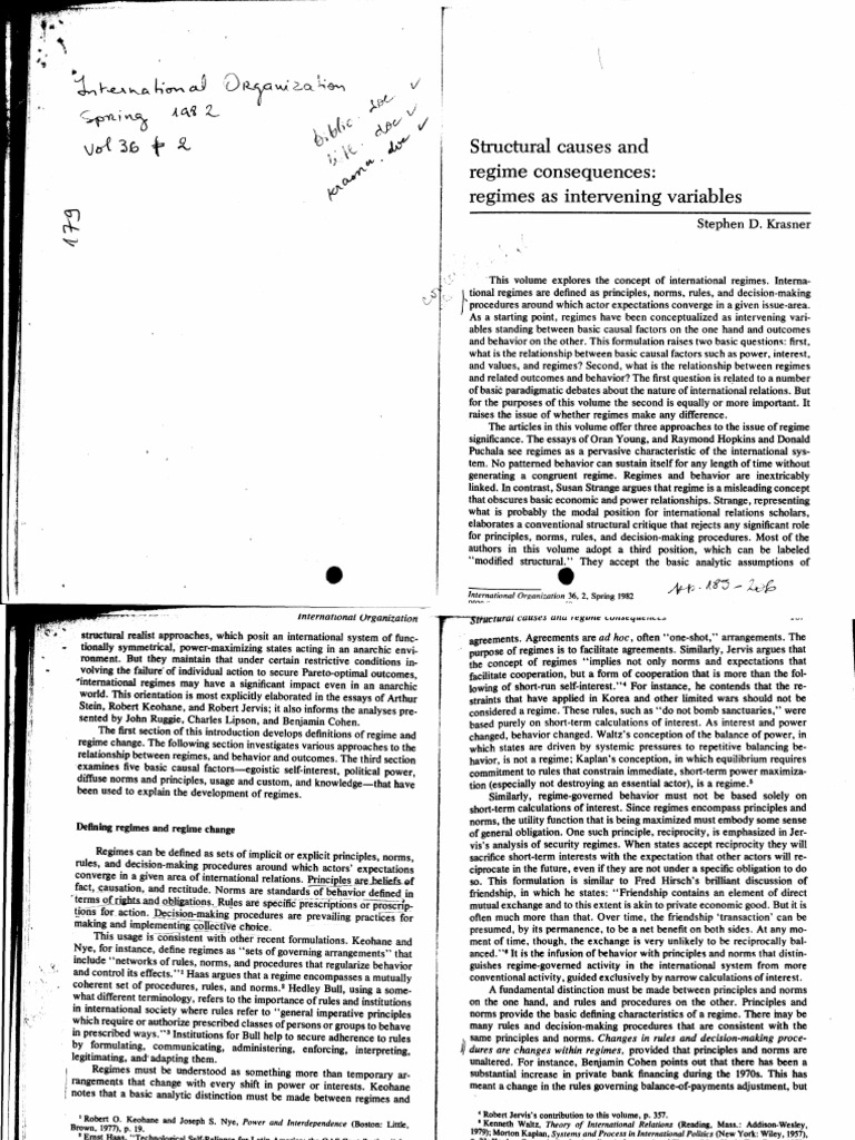 KRASNER Structural Causes and Regime Consequences | PDF | Market ...