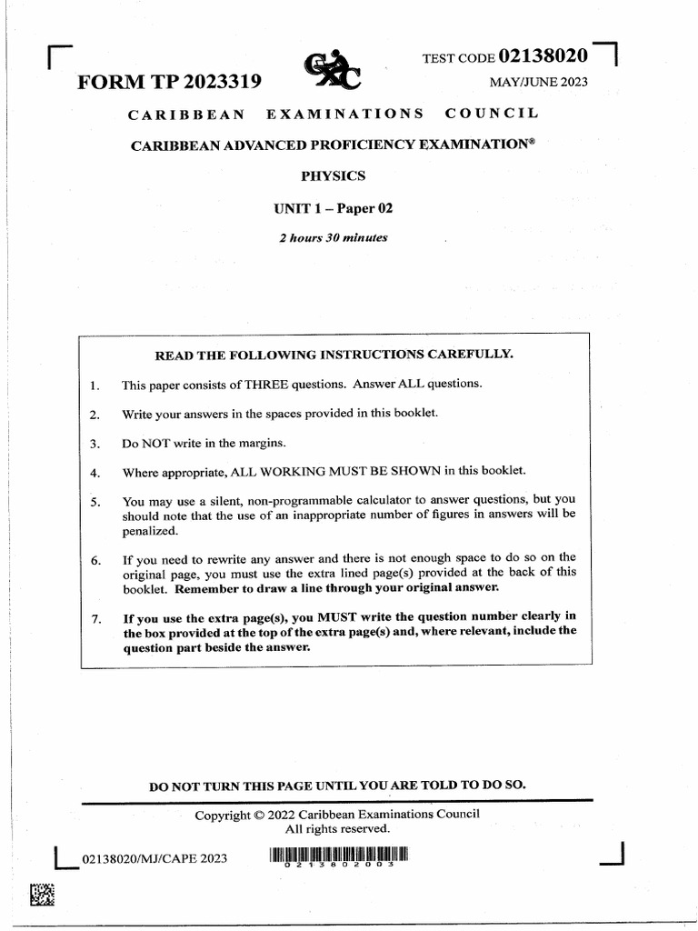 Cape Physics U1 p2 2023 | PDF