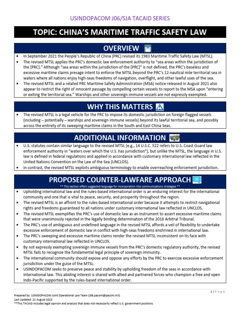J06 Tacaid - The PRC'S Maritime Traffic Safety Law - V2 | PDF ...