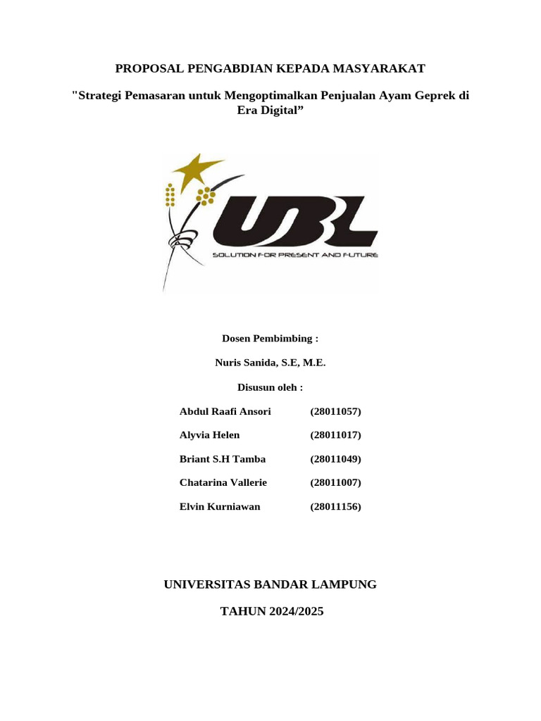 Pengabdian Beasiswa 2024 - Ayam Geprek Bu Puji | PDF