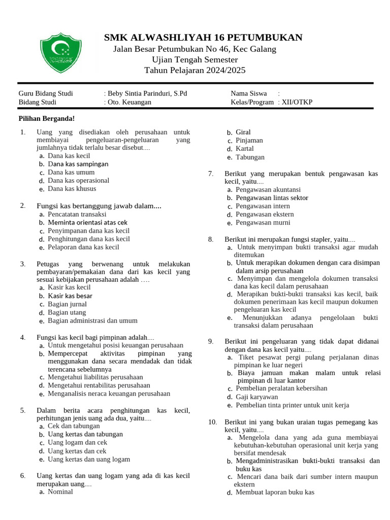 oto keuangan XII OTKP | PDF