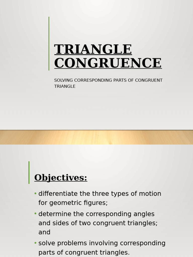TRIANGLE CONGRUENCE Rhuna ppt-1 | PDF | Triangle | Shape