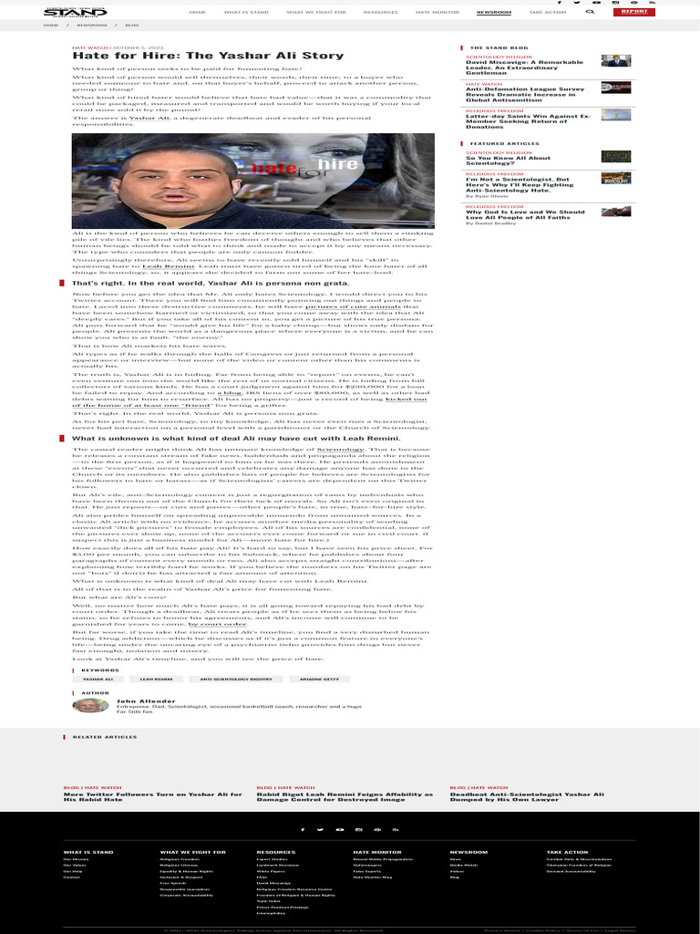 Hate For Hire: The Yashar Ali Story | PDF