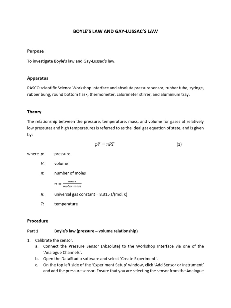 Boyle's Law and Gay-Lussac's Law | PDF | Gases | Temperature