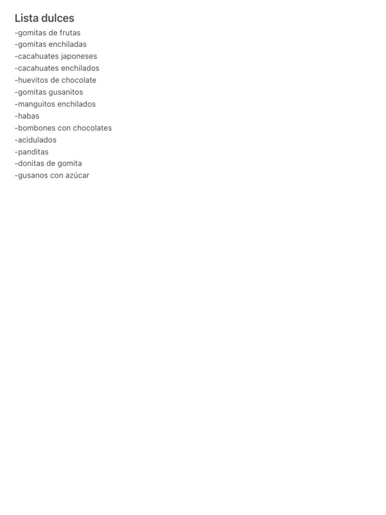 Lista Dulces | PDF