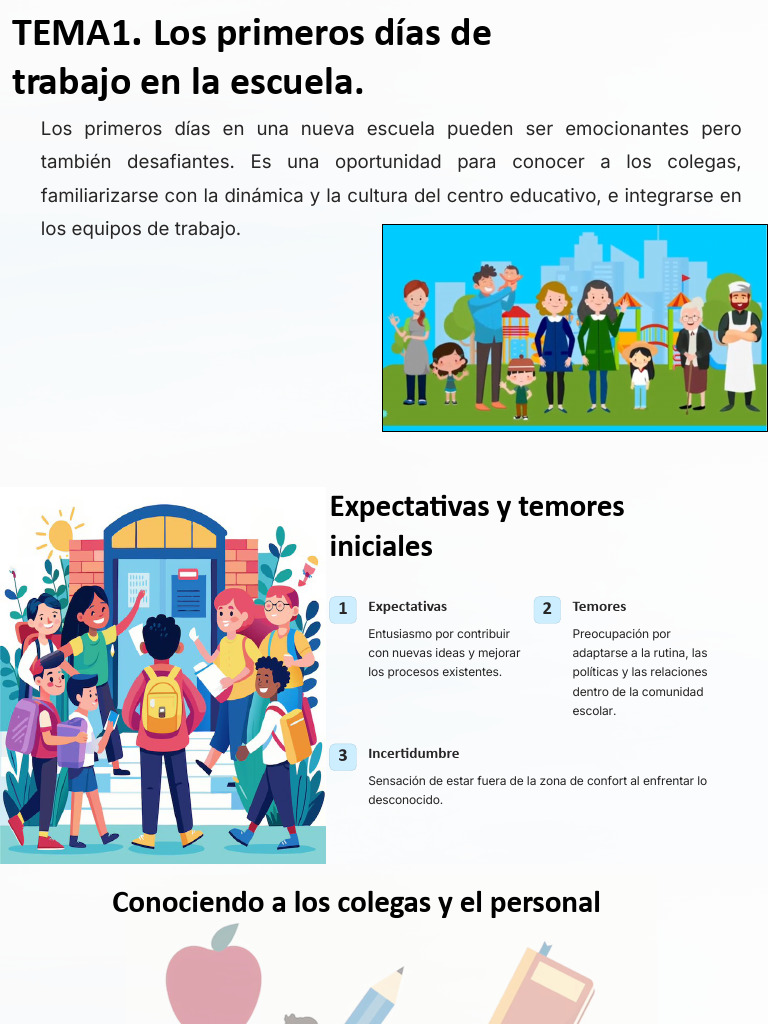 TEMA 1. Los Primeros Dias en La Escuela | PDF | Aprendizaje | Escuelas