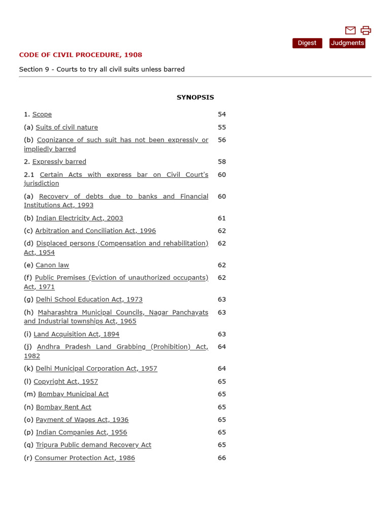 Commentary On Section 9 CPC | PDF | Lawsuit | Jurisdiction