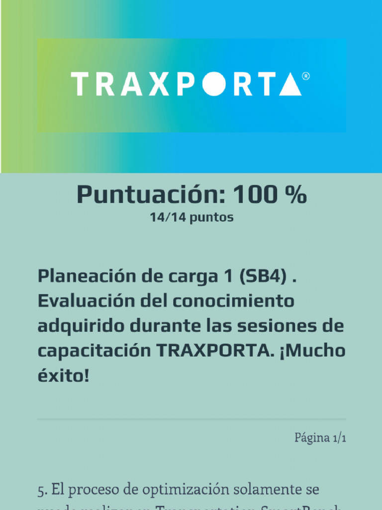 TRANSPORTA 100% Planeación de Carga 1 (SB4) | PDF