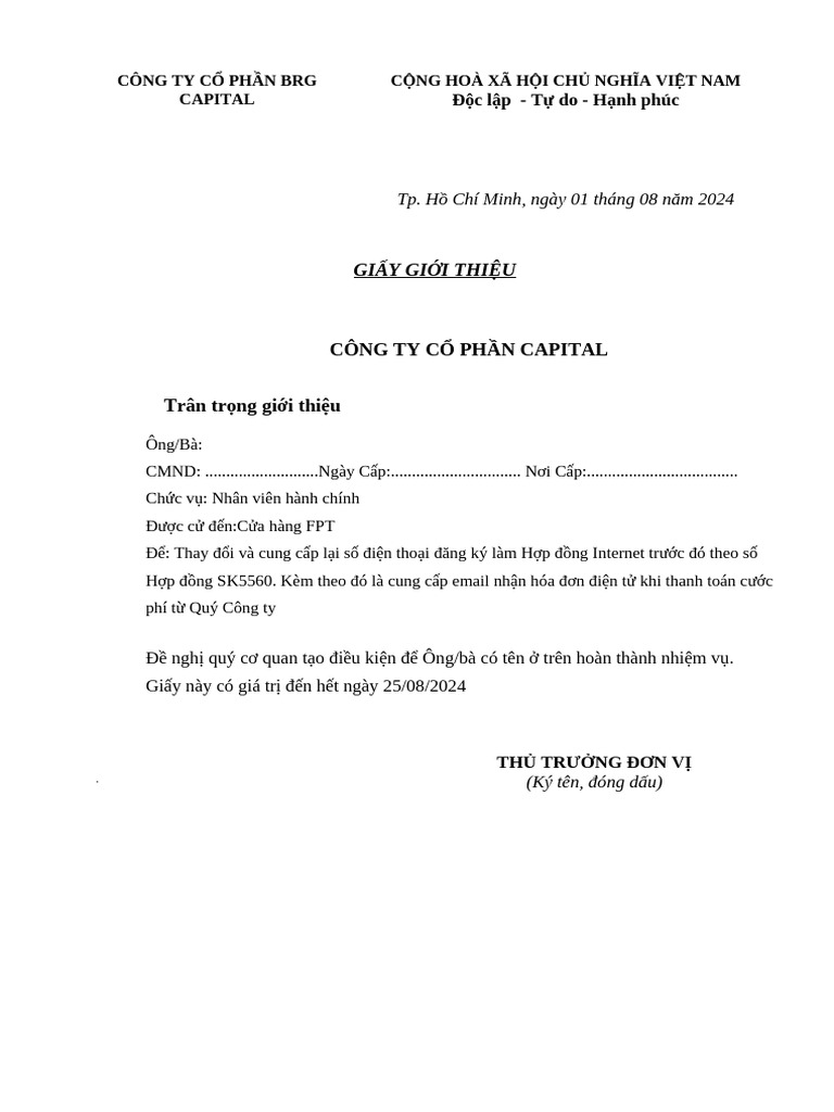 Giay Gioi Thieu | PDF