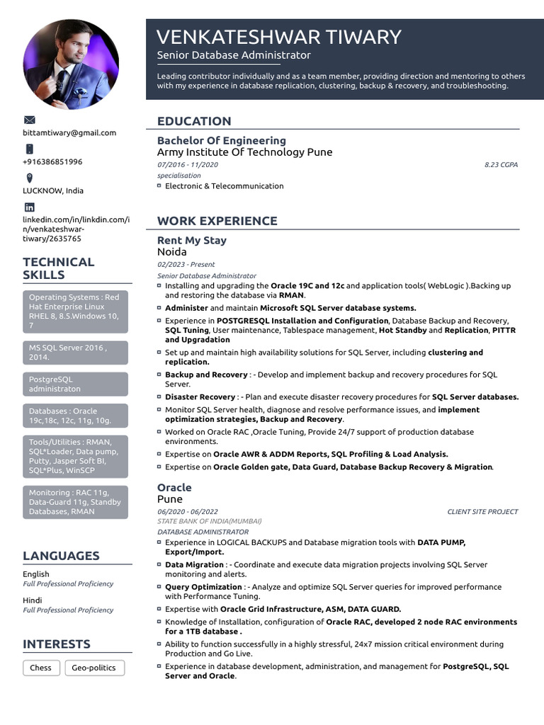 Venkateshwar Updated DBA resume | PDF | Databases | Microsoft Sql Server