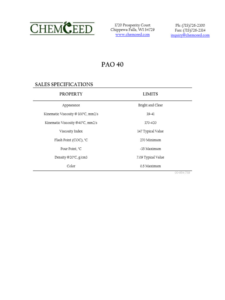 PAO 40 Sales Specs 00 | PDF