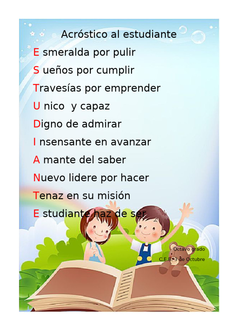 Acróstico del Estudiante en Octavo Grado | PDF