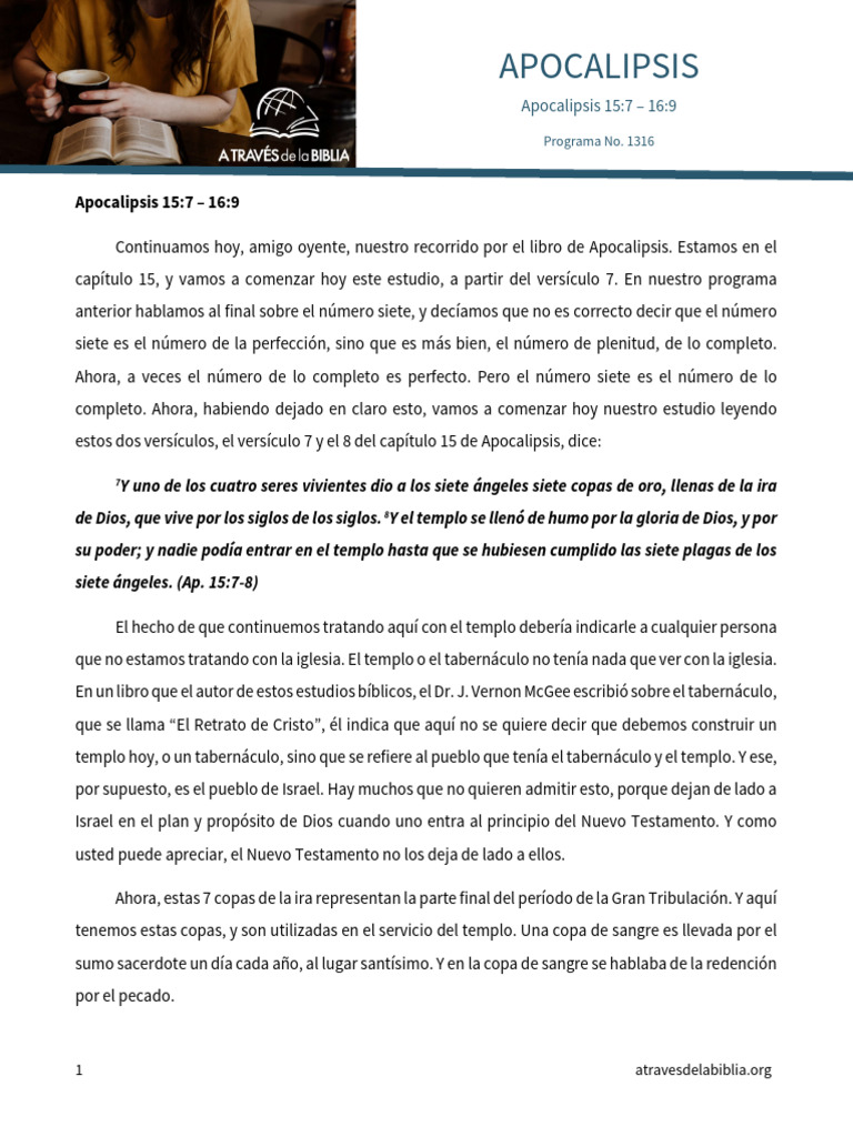 Apocalipsis 15,7-16,9 | PDF | Libro de revelación | Cristo (título)