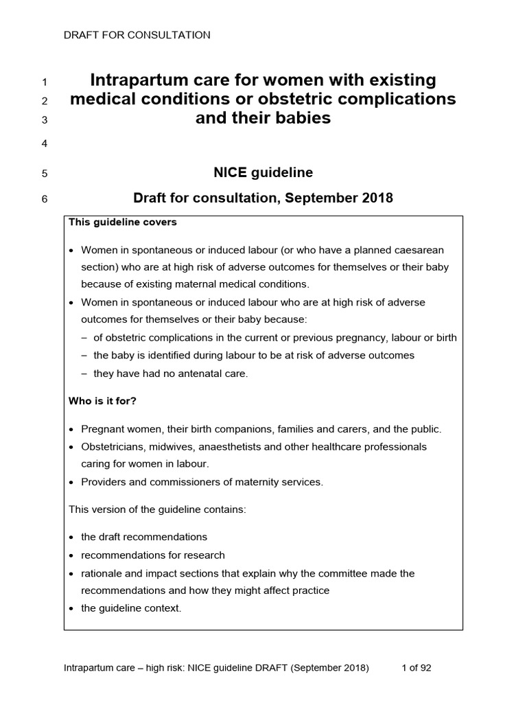 draft-guideline | PDF | Childbirth | Obstetrics
