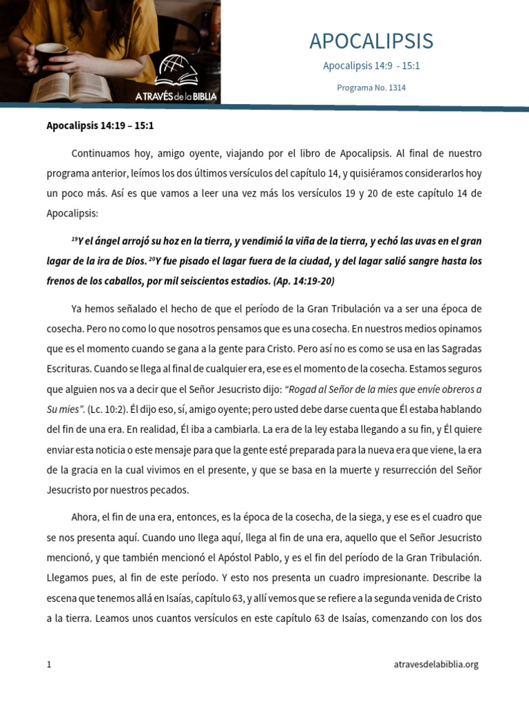 Juicio y Cosecha en Apocalipsis 14 | PDF | Cristo (título) | Libro de ...